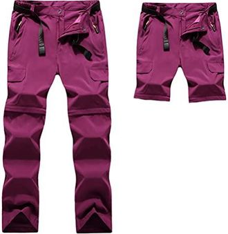 Minetom Pantalon Outdoor Femme Printemps Été Mince Coupe-Vent Séchage Rapide Pantalons Détachable Shorts pour Randonnée Camping Trekking Montagne B Rose Vif L