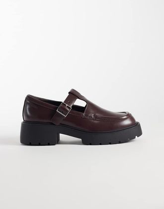 Calvin Klein Mocassins en cuir avec semelle chunky - Marron fonc&eacute;