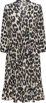 Only Damen Onlmilana 7/8 Dress WVN Noos Elegantes Kleid Mit V-Ausschnitt Und 7/8-&Auml;rmeln Und Knopfverschluss, Pumice Stone, X-Small