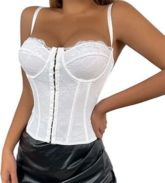 Generic Soutien-gorge en dentelle d&eacute;t&eacute; pour femmes Mesh Sexy Retro Face Strap Corset explicite Walk Out Party Camping Top D&eacute;bardeur femme en satin
