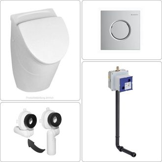 Villeroy & Boch O.novo Keramik Absaug Urinal mit Deckel, geberit Rohbauset + Bet&auml;tigungsplatte in chrom - Villeroy&boch