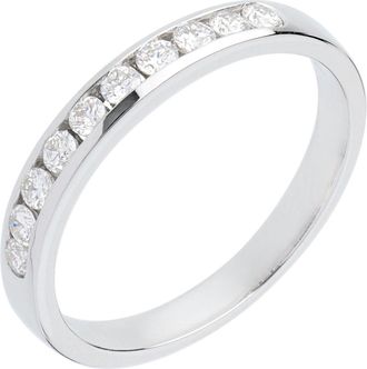 Edenly Trauring zur Hälfte mit Diamanten besetzt in Weissgold - Kanalfassung - 0.3 Karat - 10 Diamanten