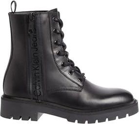 Calvin Klein Jeans Women COMBAT BOOT MID ZIP LTH IN, Triple Black, 36 EU