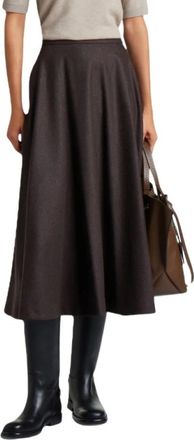 Max Mara Jupe longue en flanelle de laine - Femme - Jupes - Brun - Taille: 38 FR