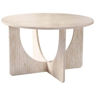 Calicosy Table basse ronde D70 cm d&eacute;cor travertin MARTA