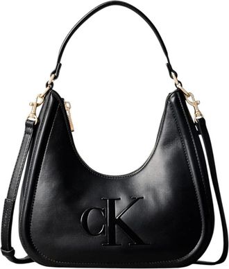 Calvin Klein Femme, Sacs, Noir, Taille: ONE Size Bold CK Small Crescent Bag
