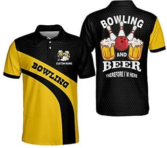Generic Poloshirt Bowling Personnalis&eacute; Et Amusant Tshirt Casual Polo Homme Qualit&eacute; Sup&eacute;rieure Jersey pour Travail Rugby Golf S