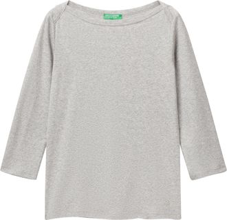 Benetton (Z6ERJ) Damen Maglia M/l T-Shirt, Melange Light Grey 501, L