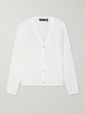 Theory Cardigan En Mailles Pointelle - Blanc