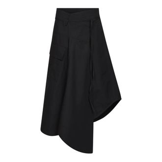 Bottega Veneta Midi-Rock aus Baumwolle- asymmetrisch - - Skirts - Damen - Schwarzk - XS