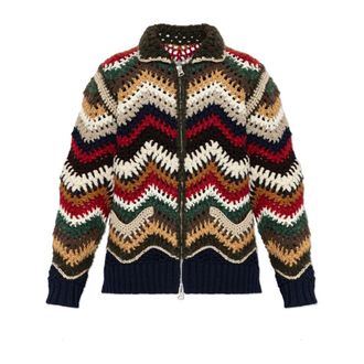 sacai Mix H&auml;kelstrick Blouson - - Knitwear - Herren - Mehrfarbig - L
