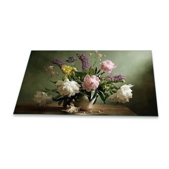 Decorwelt | Herdabdeckplatten 90x52 cm 1-Teilig Retro Bunt Ceranfeldabdeckung Universal Spritzschutz Glas Deko Elektroherd Induktion f&uuml;r Kochplatten Herdschutz 