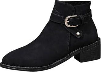 Generic Bottines Chelsea d&eacute;contract&eacute;es &agrave; talon &eacute;pais pour femme - &Eacute;l&eacute;gantes - Couleur unie - Boucle lat&eacute;rale - Fermeture &eacute;clair lat&eacute;rale - Classique et confor