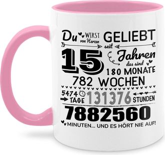 Shirtracer Tasse Tassen 325ml - 15 Jahre - Du wirst von Herzen geliebt | 15. Geburtstag | 15 Jahre Geburtstagsgeschenke | 15ter Geburtstagsgeschenke für Jungen u