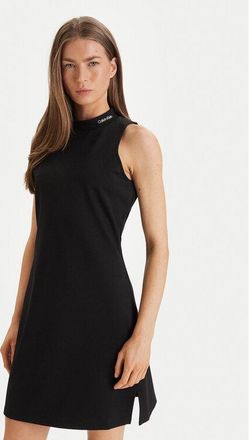 Calvin Klein Jeans Kleid f&uuml;r den Alltag Interlock Mock LV047F260G Schwarz Slim Fit