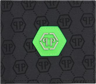 Philipp Plein Homme, Accessoires, Noir, Taille: ONE Size French Wallet Jacquard Monogram