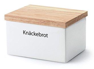Continenta Kn&auml;ckebrotdose, Kn&auml;ckebrotbox, Vorratsdose f&uuml;r Kn&auml;ckebrot mit Holzdeckel, mit Schrift: Kn&auml;ckebrot, Gr&ouml;&szlig;e: 17,5 x 13,5 x 11 cm