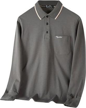 Generic Polo &agrave; manches longues pour homme - D&eacute;contract&eacute; - Boutonn&eacute; - L&eacute;ger et respirant - Manches longues - Printemps et automne - Confortable, gris fonc&eacute;, XX