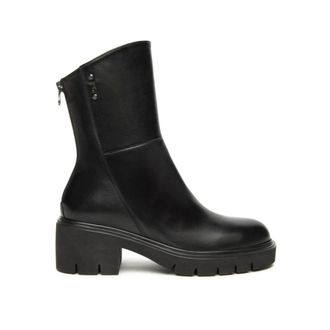 Nero Giardini Schwarze Leder-Stiefeletten mit Rei&szlig;verschluss - - Shoes - Damen - Schwarzk - 38 EU