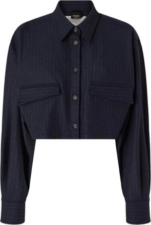 Pinko Pinko - Camicia Crop - Femme - Blouses et Chemises - Bleu - Taille: 40/42 FR