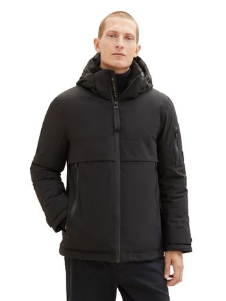 Tom Tailor Herren 1037353 Hybrid Daunenjacke mit Abnehmbarer Kapuze, 29999-Black, M