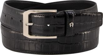 Aigner Herren Gürtel schwarz Leder geprägt