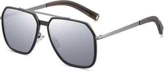 Generic Lunettes De Soleil Polaris&eacute;es &Agrave; Grande Monture For Hommes, Lunettes De Soleil En M&eacute;tal For La Conduite En Plein Air(Gray)