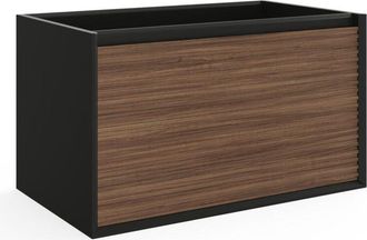 Vente-Unique Vente-unique - Meuble sous vasque suspendu strié - Coloris naturel foncé et noir - 80 cm - baniva