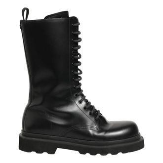 Dolce & Gabbana Leder Schn&uuml;rstiefel im Combat-Stil - - Shoes - Herren - Schwarzk - 43 EU
