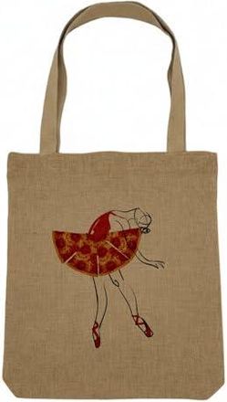 Fabulous Sac Shopping Tote Bag Aspect Lin - Pizza Ballerine Collage Art Surr&eacute;alisme Danse - Sac de Courses Toile Epaisse 360g Beige Naturel Cabas Port&eacute; Epaule 