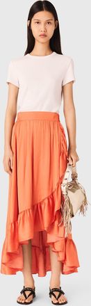 Maje Asymmetrischer Langer Rock - Orange - Gr&ouml;&szlig;e 34 - Maje