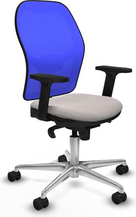 Piqueras y Crespo Atmungsaktiver B&uuml;rostuhl mit 2D-Armen, h&ouml;henverstellbare Lendenwirbelst&uuml;tze, ausgestattet mit Sincro 5 Positionen und injiziertem Schaumstoff, Blau/We