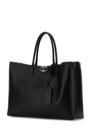 Valentino Garavani Mens Black Leather Vlogo Shopping Bag Nero Borse A Mano