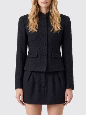 Magda Butrym Blazer court &agrave; simple boutonnage en boucl&eacute; de laine avec col montant