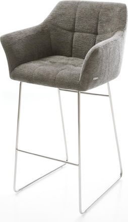 DELIFE Barstuhl Yulo-Flex Boucl&eacute; Soft Schlamm Kufengestell Edelstahl Silberfarben, Barst&uuml;hle