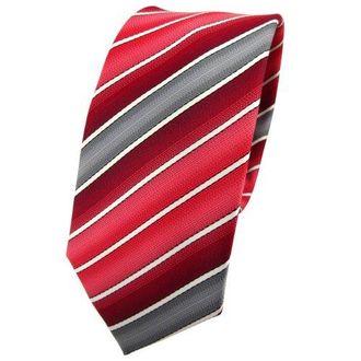 TigerTie &eacute;troit cravate rouge rouge cr&egrave;me gris ray&eacute; - Tie