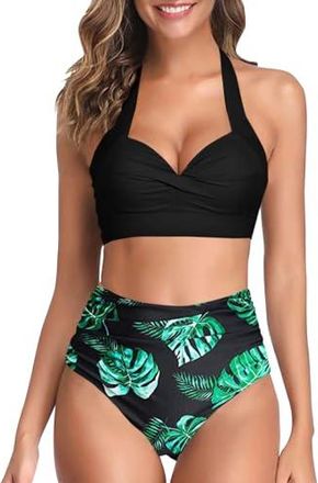 Generic Ensemble bikini sexy et &eacute;l&eacute;gant pour femme - Deux pi&egrave;ces - Col en V - Triangle - Push Up - Bikini de plage - Maillot de bain ventre plat - Haut de bik