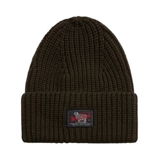 Woolrich Rippstrick-M&uuml;tze aus Wollmischung mit Patch - - Accessories - unisex - Gr&uuml;n - L