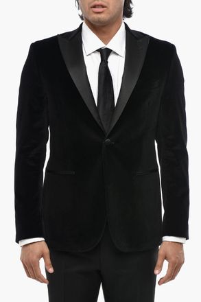 Corneliani CODE Veloursblazer mit spitzem Revers Corneliani