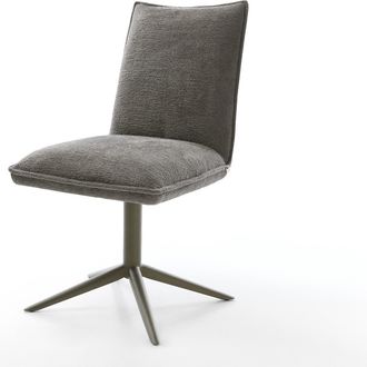 DELIFE Drehstuhl Lelio-Flex Boucl&eacute; Soft Schlamm Fu&szlig;kreuz Effektfinish Titan 360&deg; drehbar Wippfunktion Taschenfederkern, Esszimmerst&uuml;hle