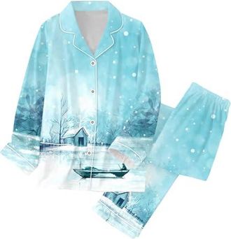 Generic Chemise De Nuit Femme Sexy Hauts De Pyjama Coton Kawaii Douceur Pyjama Noel Famille Rigolo Pyjama Femme Coton Ensemble Lingerie Femme 2 Pieces Push up