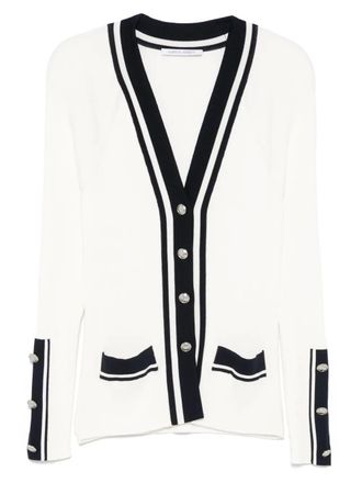 Alberta Ferretti cardigan &agrave; bordures contrastantes - Blanc
