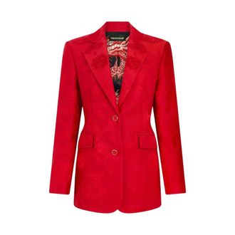 Roberto Cavalli Femme, Vestes, Rouge, Taille: 36 FR Veste &agrave; motif dragon