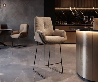 DELIFE Barstuhl Clea-Flex Materialmix Schlamm Kufengestell Metall, Barstühle