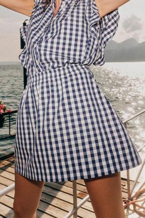 Lanius Lanius Damen vegan Rock Vichy Check Blau/Wei&Atilde;Y