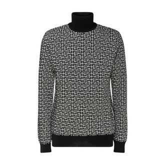 Balmain Monogramm-Print-Pullover in Marineblau - - Knitwear - Herren - Blau - S