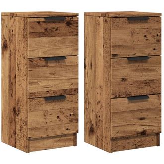 vidaXL Sideboards 2 Stk. Altholz-Optik 30x30x70 cm Holzwerkstoff Vidaxl