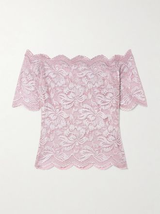 Paco Rabanne Haut &Eacute;paules Nues En Dentelle Stretch M&eacute;tallis&eacute;e - Rose