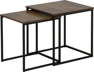 Beliani Beistelltisch 2er Set Couchtische quadratisch Loft Design braun/schwarz Denny