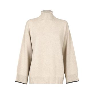 Brunello Cucinelli Femme, Pulls, Beige, Taille: 40 FR Pull Ras du Cou en Cachemire